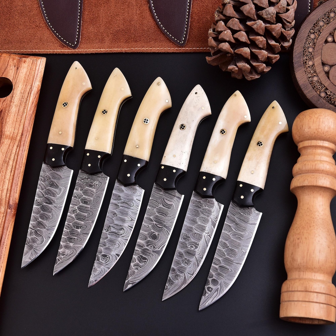 Handmade Bone Handle Steak Knives Set Dining Cutlery Gift for Food ...