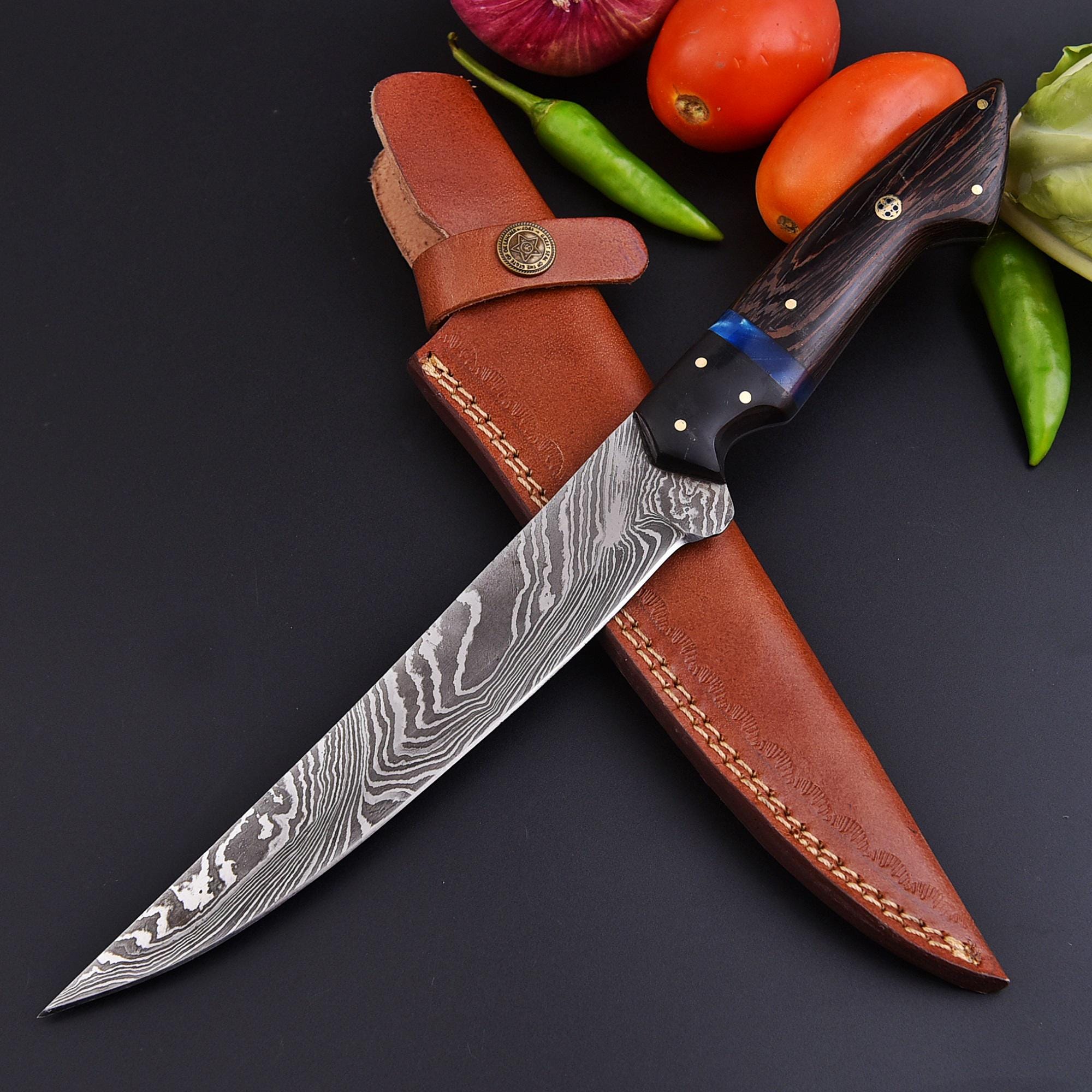 Hand Forged Folded Damascus Fillet Knife: Custom Art, High Carbon Steel ...