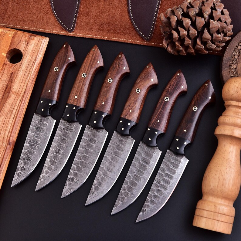 6 Pieces Handmade Steak Knives Set Dining Cutlery Gift for Food Lover ...