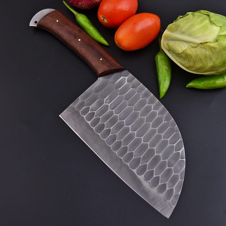 Hand Forged Custom Diamond Forged Chef Cleaver Art, High Carbon Steel ...