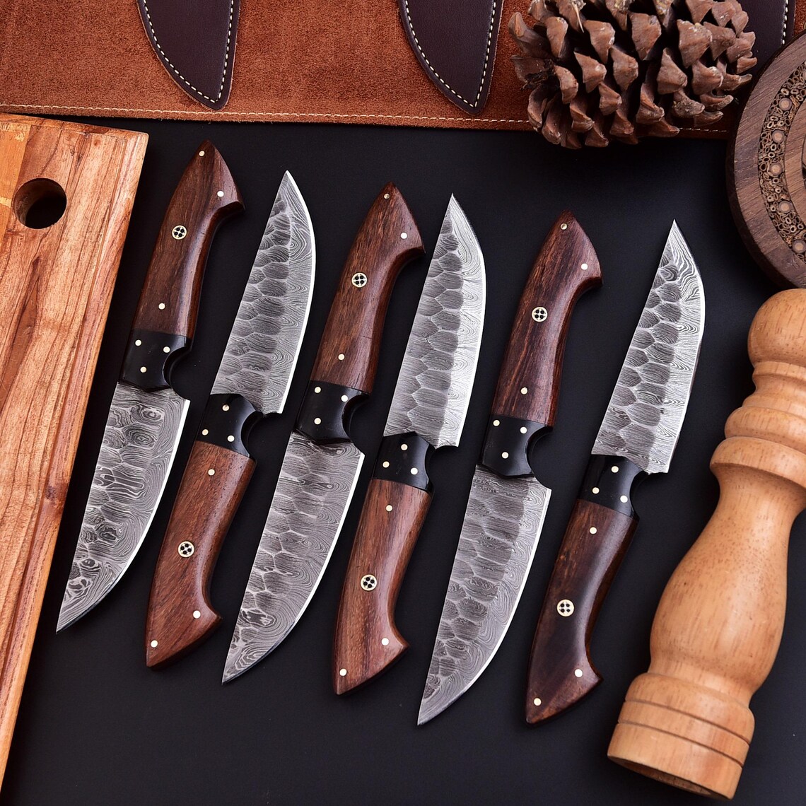 6 Pieces Handmade Steak Knives Set Dining Cutlery Gift for Food Lover ...