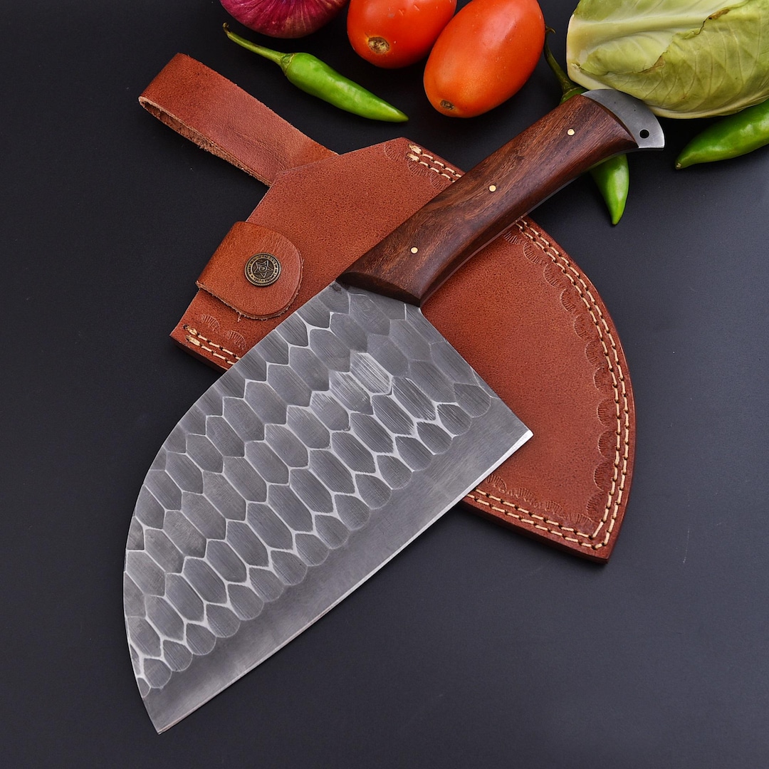 Hand Forged Custom Diamond Forged Chef Cleaver Art, High Carbon Steel ...