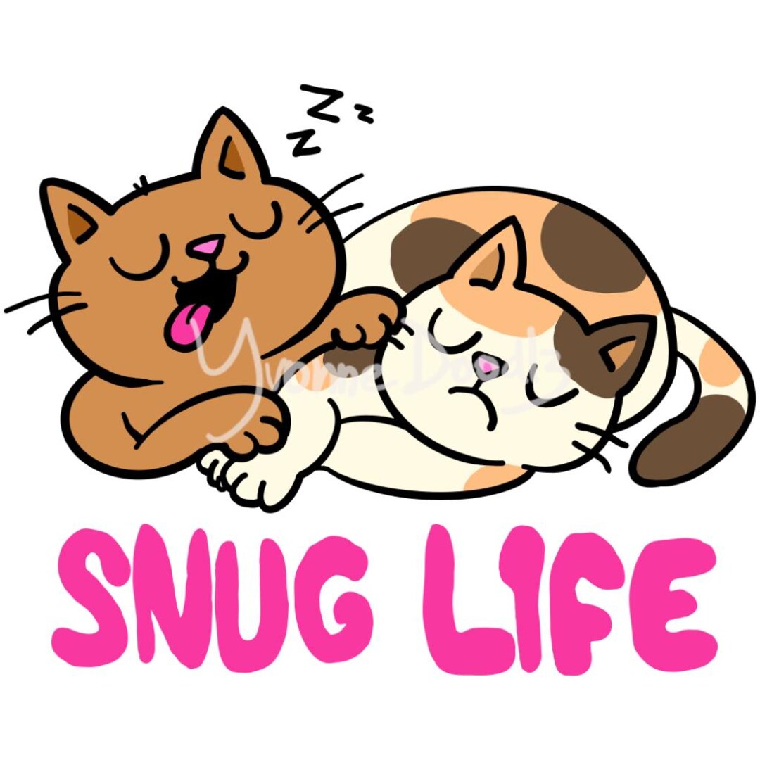 Snug Life Digital Art Print | Funny Cat PNG JPG File - Etsy