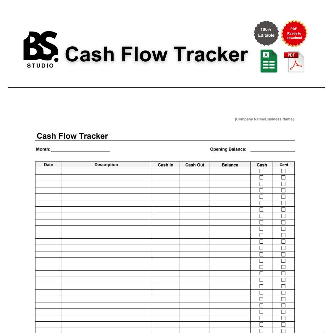 Cash Flow Tracker, Expense Tracker, Income Tracker, Cash Flow for Small ...