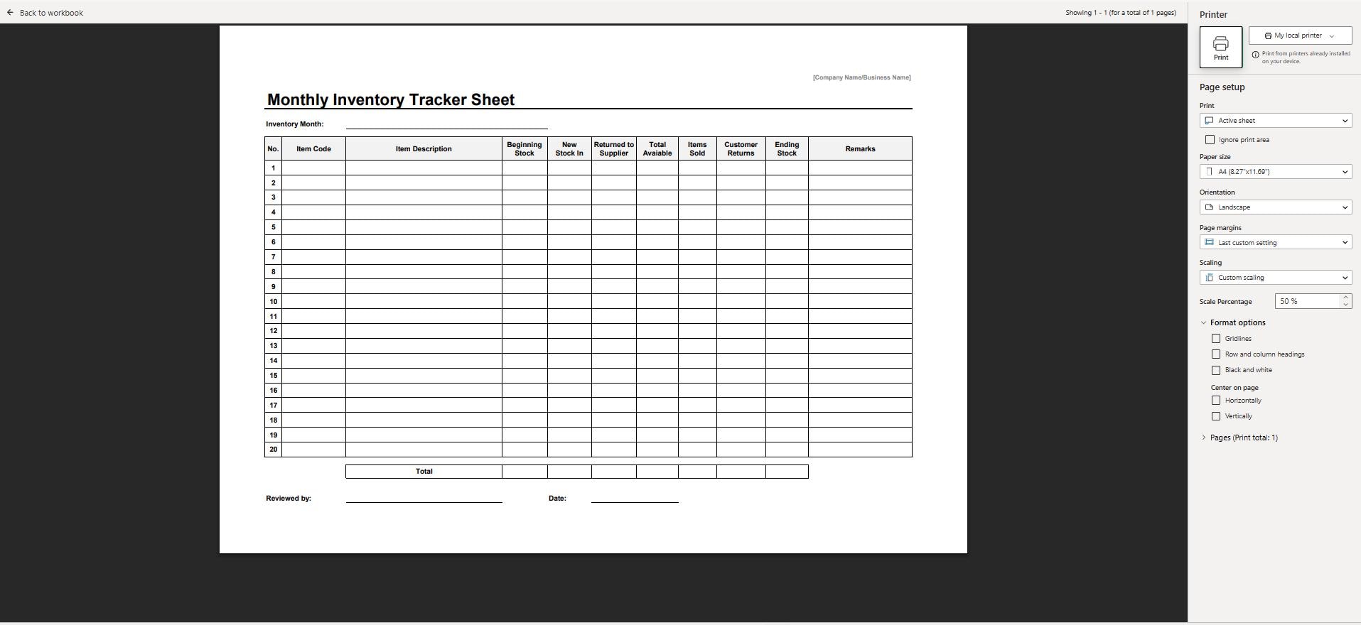 Inventory Tracker Sheet: Google Sheets & Excel (printable PDF) - Etsy