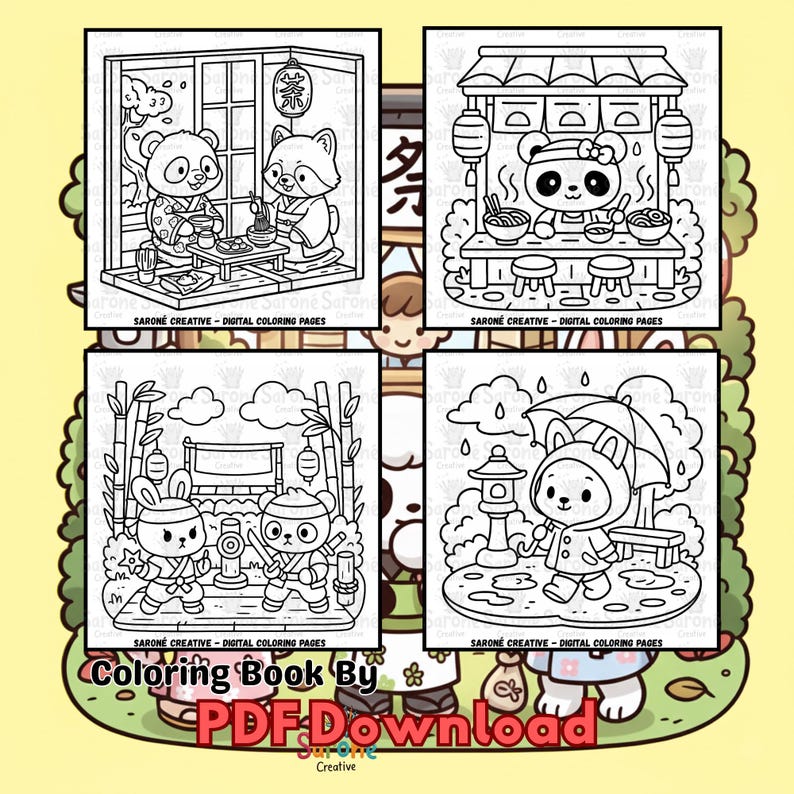 Coloring Book Simple Cuties – Japan World 30 Drawings Cozy Bold and ...