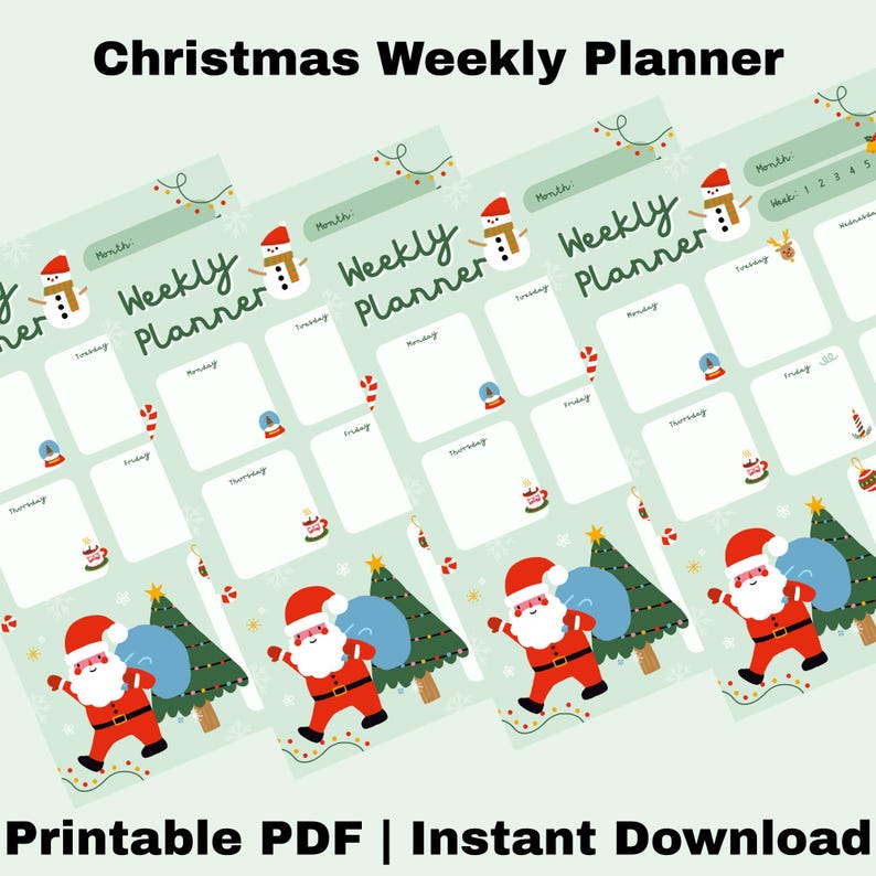 Christmas Weekly Planner Printable | Holiday Weekly Planner | Editable ...