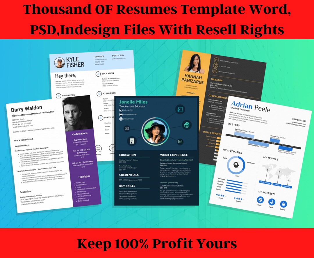 500+ Editable Resume Templates | Word & PSD Files | Digital Download ...