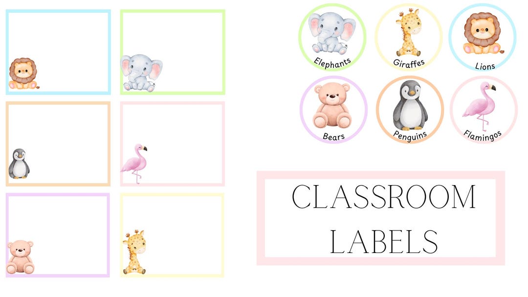 Class Group Labels for Trays/tubs/reading Boxes Animal Edit - Etsy