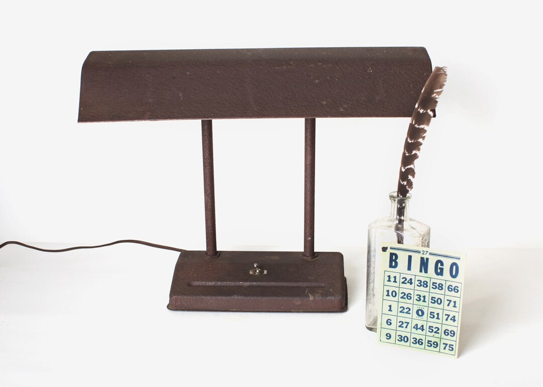 Vintage Brown Metal Desk Lamp Mid Century Task Light - Etsy