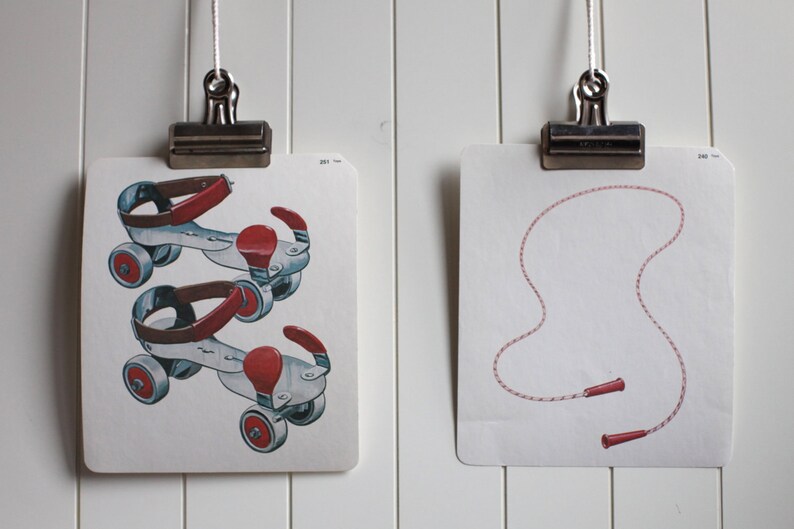 Large Vintage Language Flash Card Set, Roller Skates and a Jump Rope ...