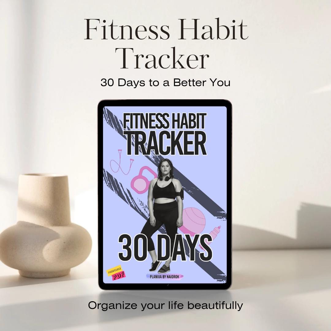 Fitness Habit Tracker | Printable PDF Planner | Workout Log, Meal ...