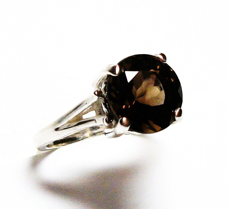 Smokey Quartz Smokey Quartz Ring Solitaire Ring Brown - Etsy