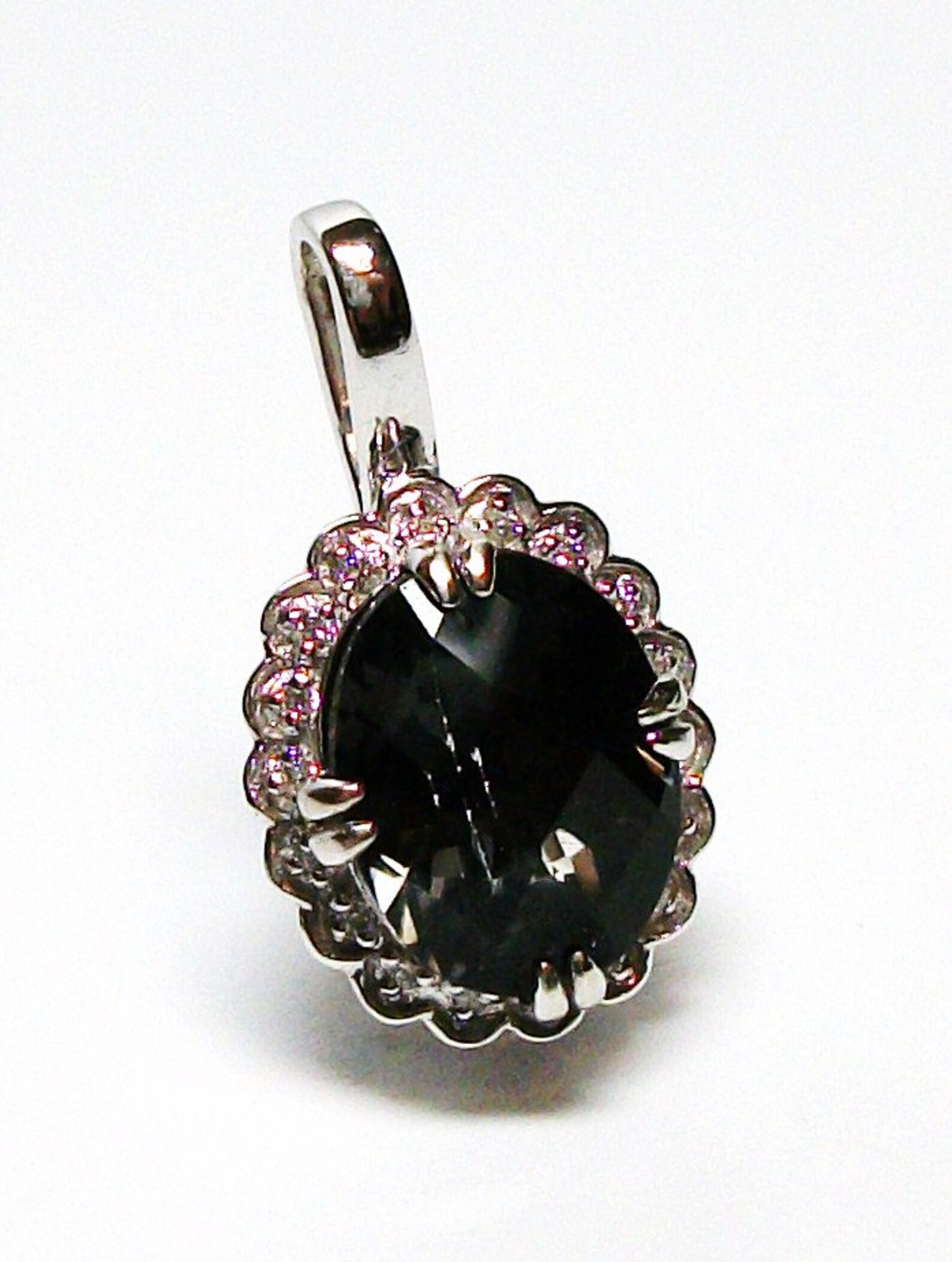 Topacio topacio negro y diamantes colgante de topacio | Etsy