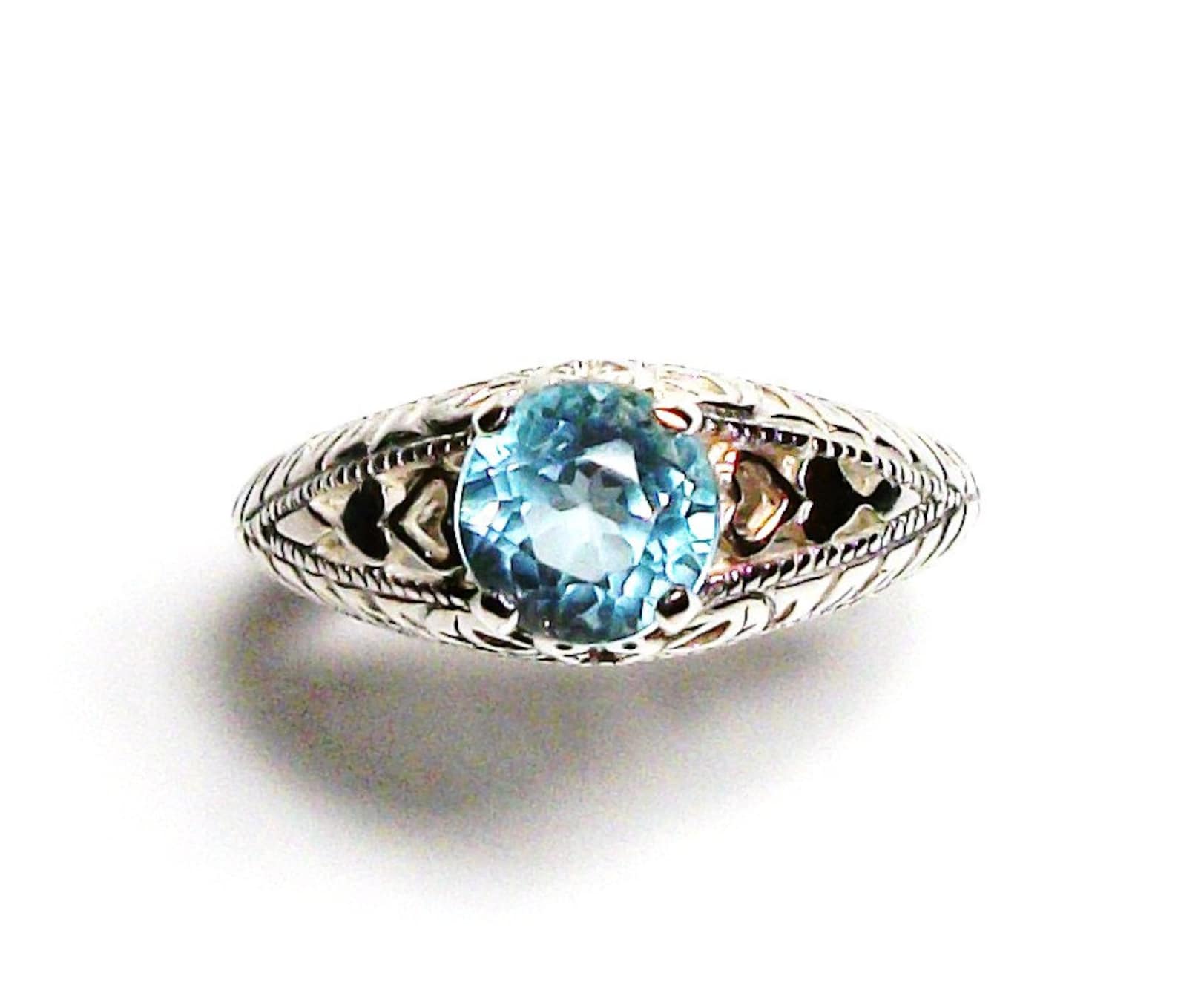 Blue Topaz Blue Topaz Ring Sweetheart Ring Birthstone Ring - Etsy
