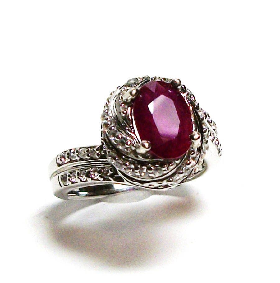 Ruby ring genuine ruby ruby accent ring engagement ring | Etsy
