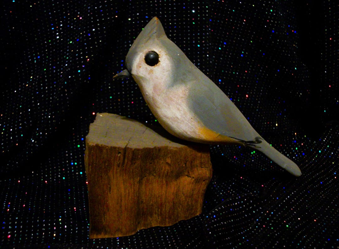 Vintage Bird Carving, Tufted Titmouse, Hand Carved, Signed WEK, Bird ...