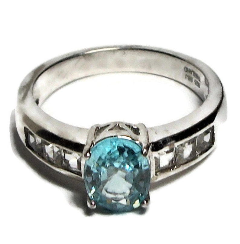 Blue Zircon Blue Engagement Ring December Birthstone Blue - Etsy