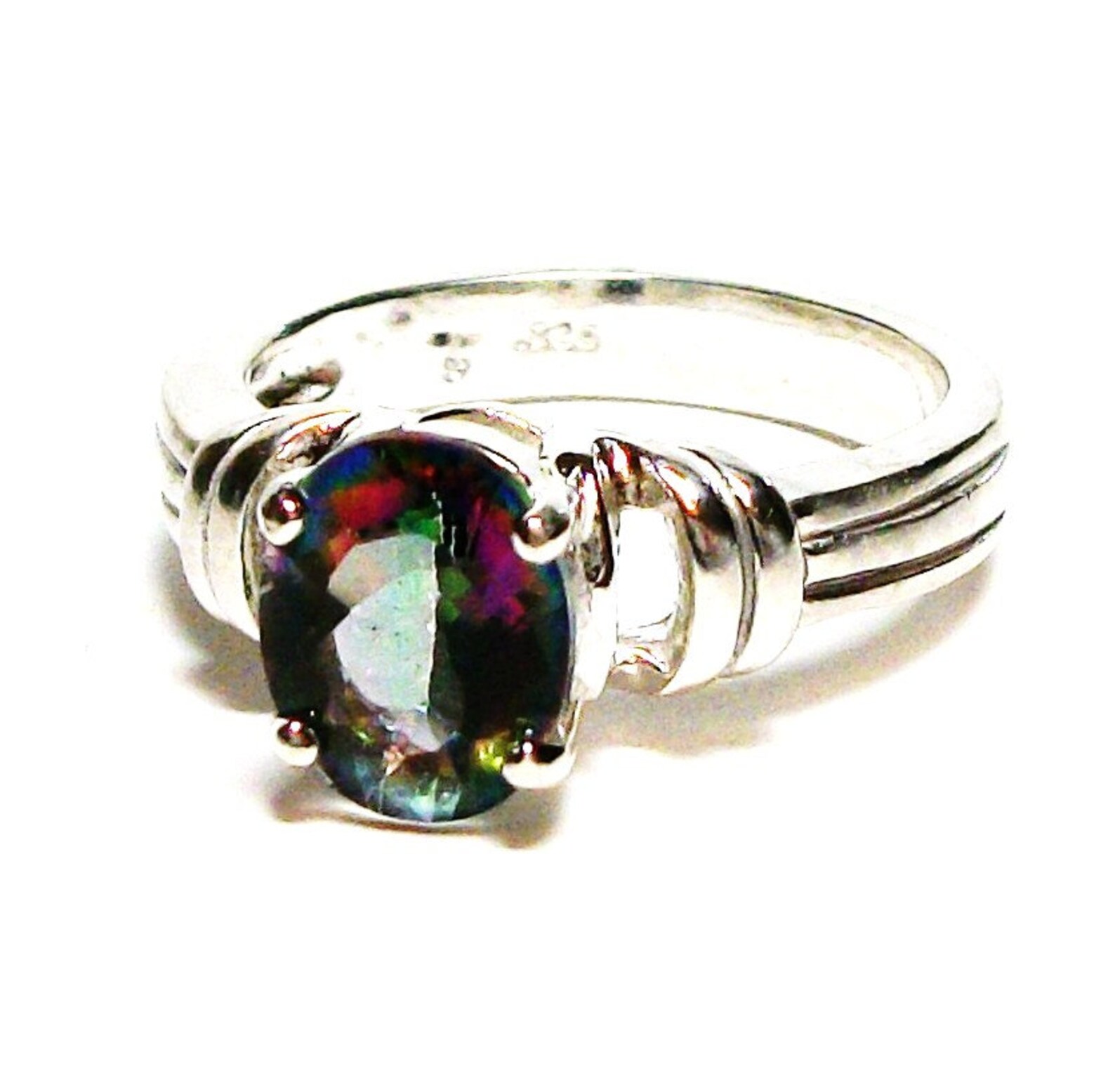 Rainbow Mystic Topaz Topaz Ring Rainbow Ring Blue Green - Etsy