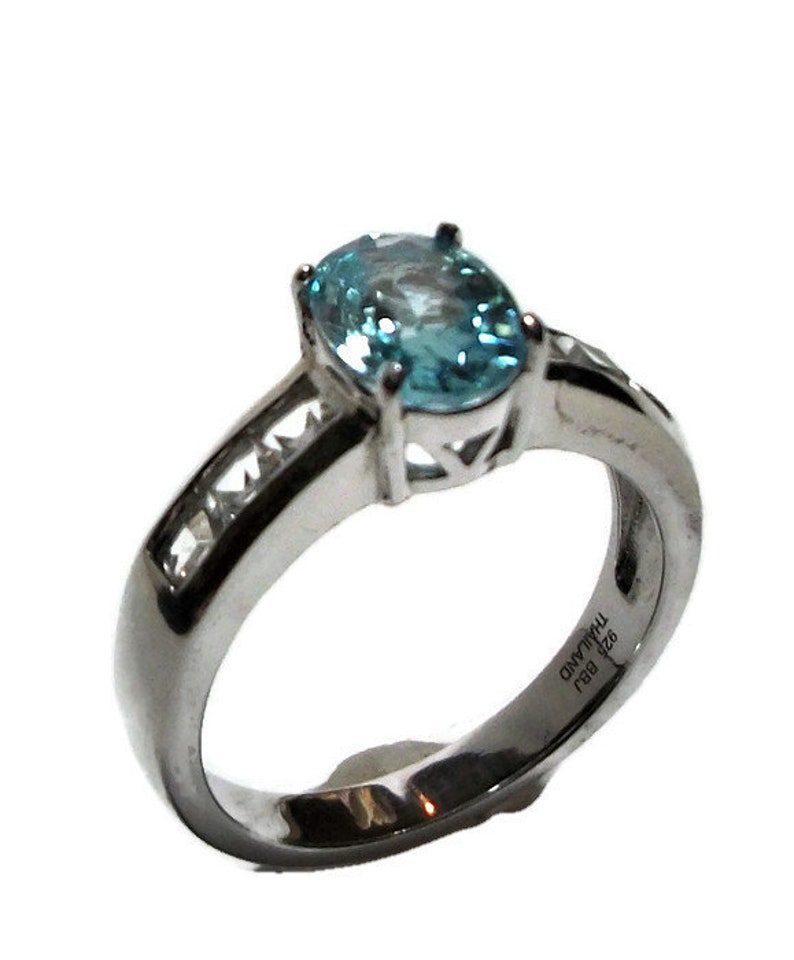 Blue Zircon Blue Engagement Ring December Birthstone Blue - Etsy
