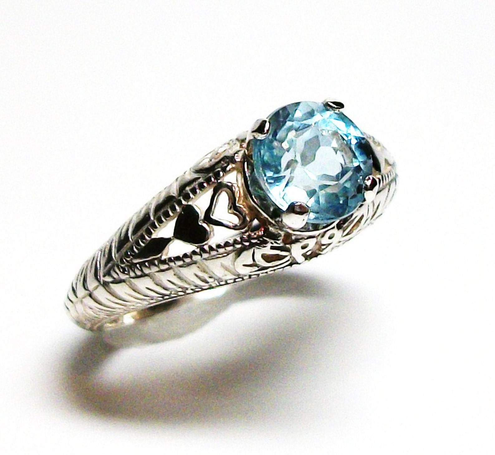 Blue Topaz Blue Topaz Ring Sweetheart Ring Birthstone Ring - Etsy