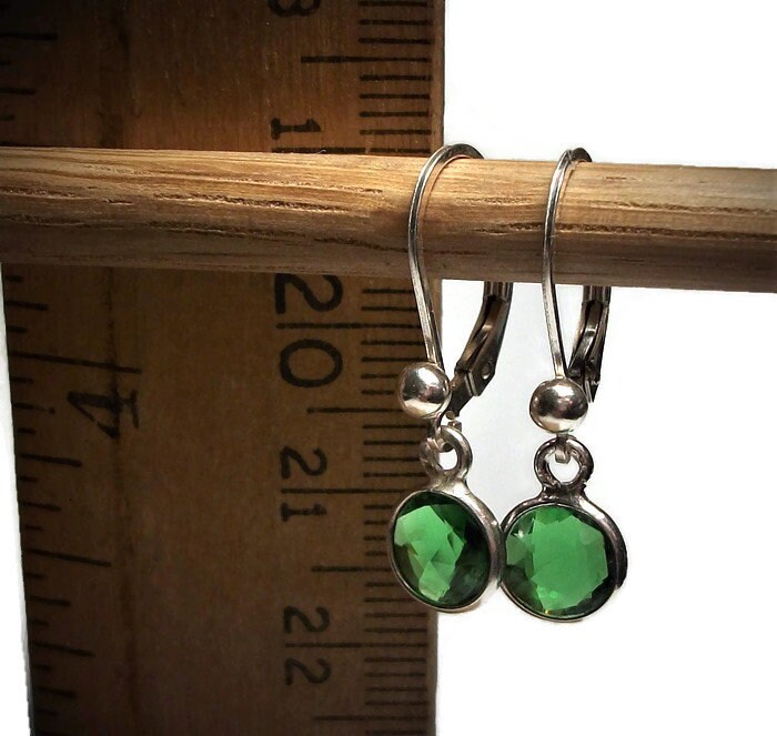 Green gemstone earrings pierced earrings sterling silver | Etsy