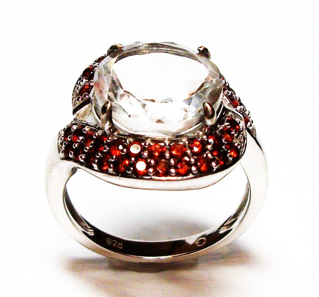 White Quartz Ring Red and White Ring Cocktail Ring Quartz - Etsy