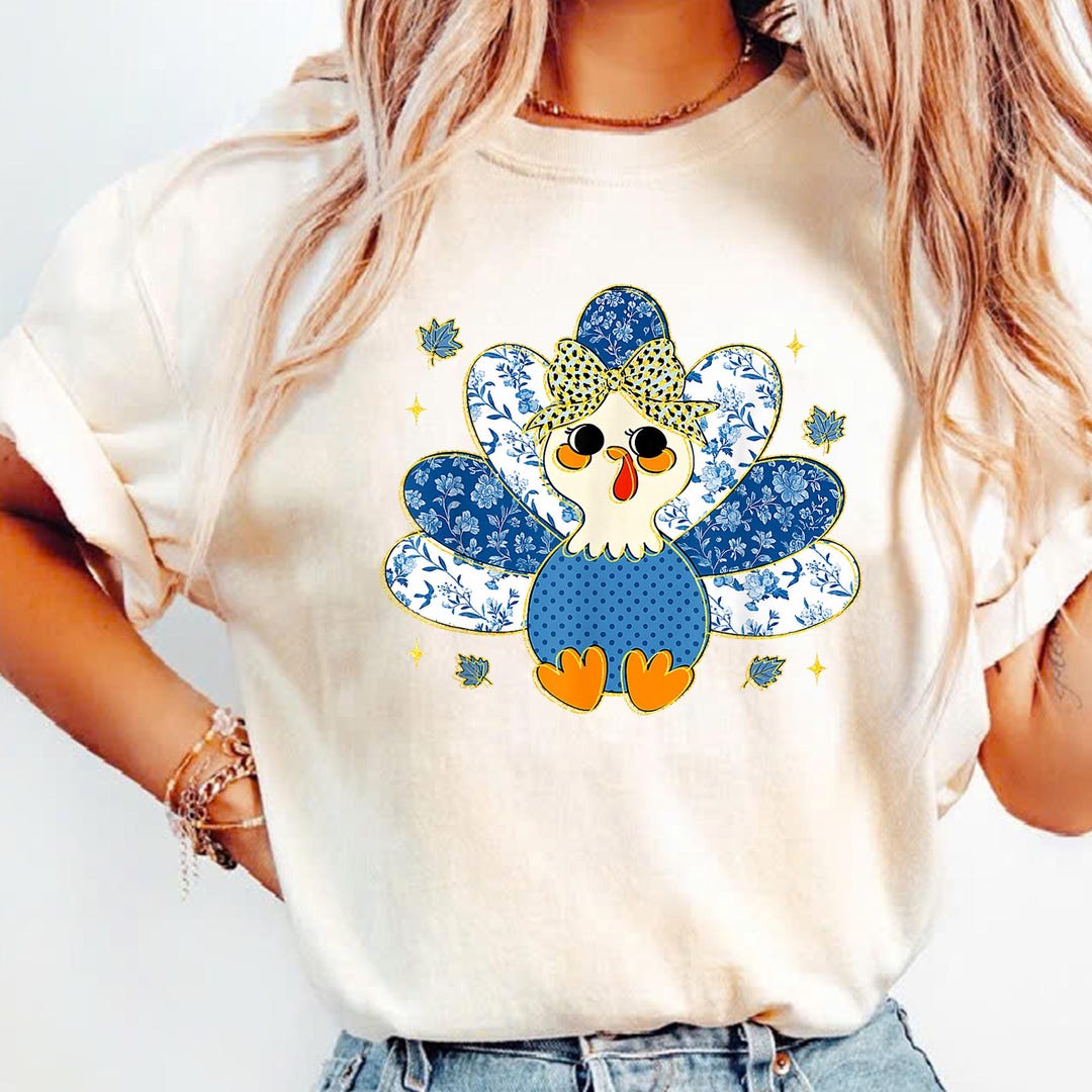 Girly Thanksgiving Turkey PNG, Floral Fall Patchwork Turkey Coquette ...