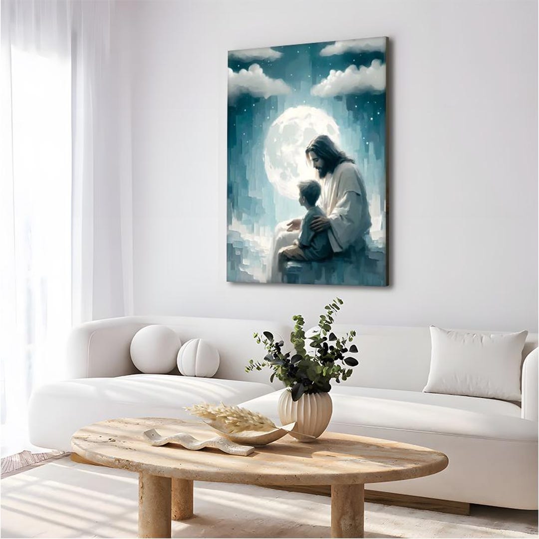 A Calm Night Jesus Canvas, Jesus and Boy Art, Christian Wall Art, LDS ...