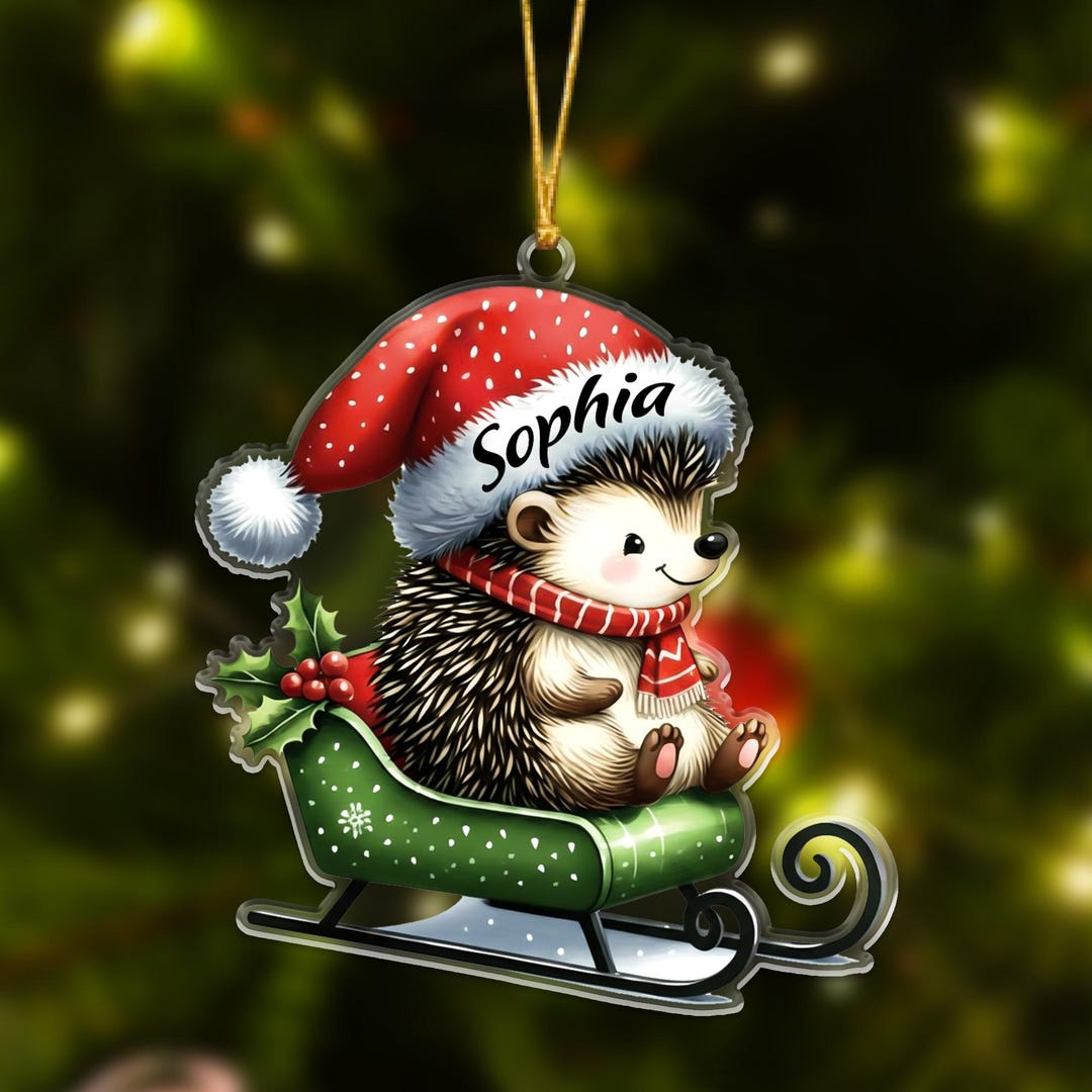 Custom Hedgehog Christmas Ornament – Sledgehog Tree Decor, Personalized ...