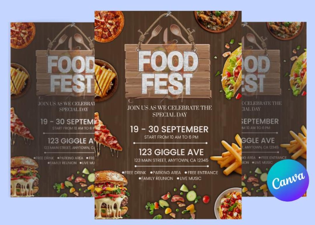 Editable Culinary Event Flyer | Canva Template | Gourmet Celebration ...