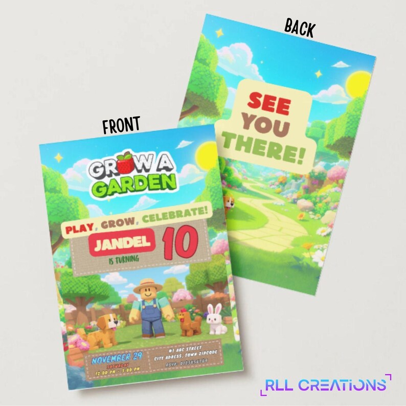 Roblox Grow A Garden Party Invitation: GAG, Farm, Editable Digital ...
