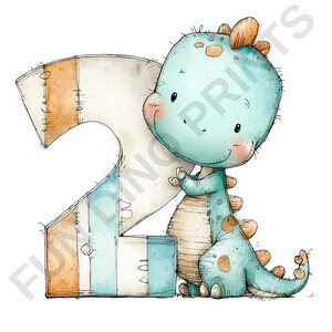 Dino Numbers Clipart Bundle, 4K Nursery Art (PNG & JPG) (digital ...