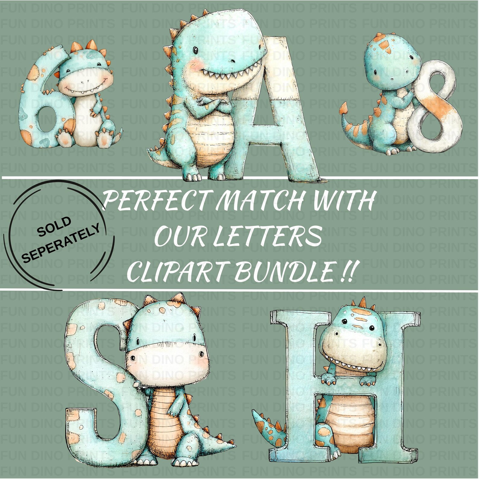 Dino Numbers Clipart Bundle, 4K Nursery Art (PNG & JPG) (digital ...