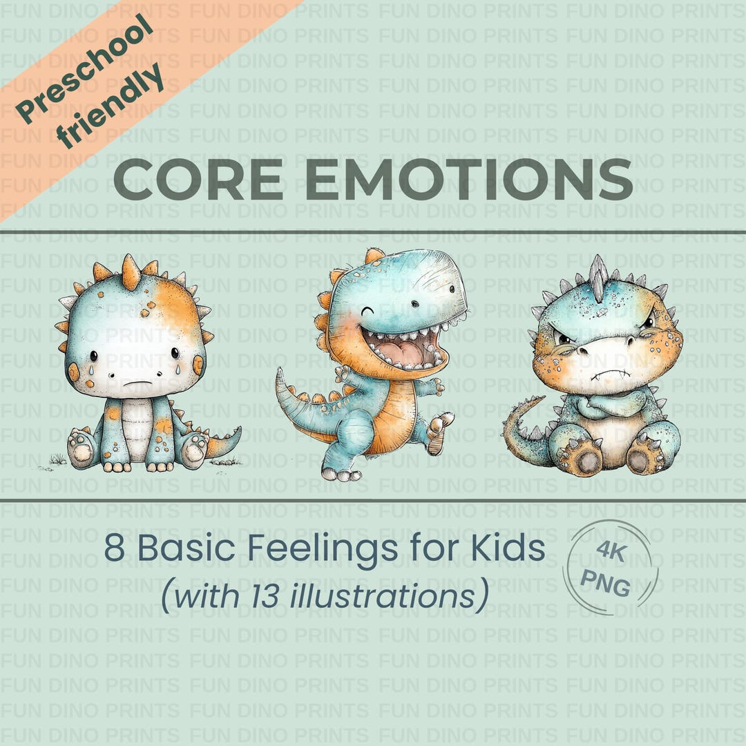 8 Core Feelings Dinosaur Clipart Bundle | 13 Emotion Illustrations ...