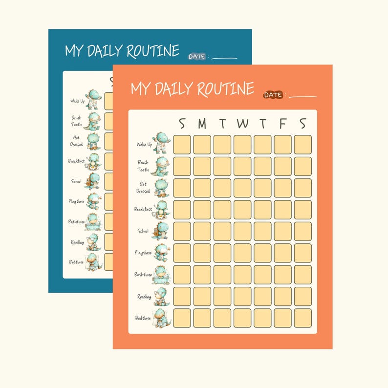 Printable Daily Routine Chart for Kids | Dinosaur Visual Schedule ...
