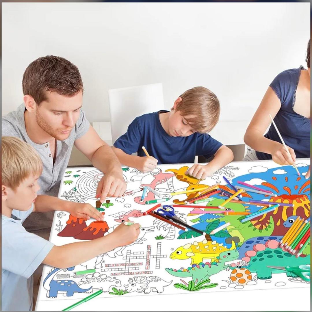 Dinosaur Party Coloring Poster for Kids – Giant 31.5x72 Activity ...