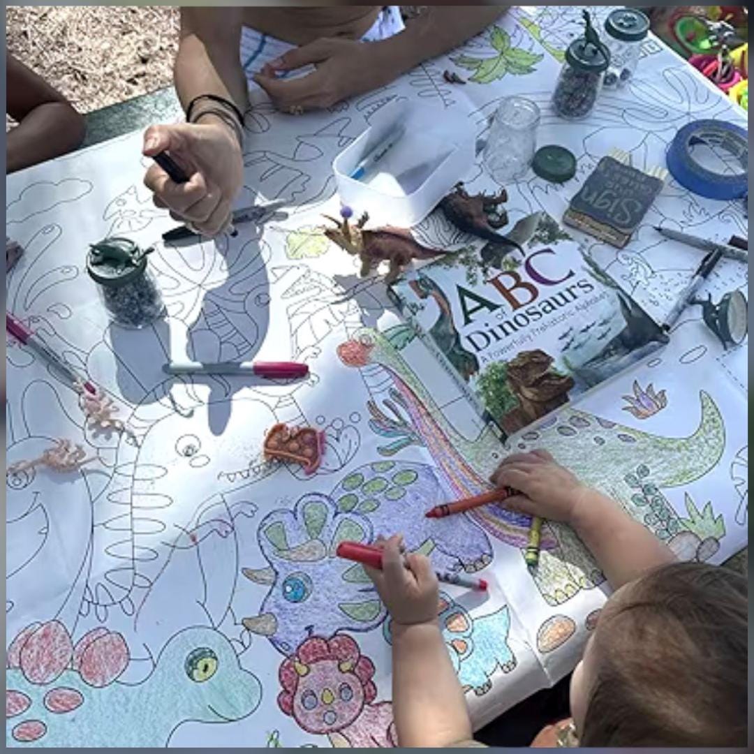 Dinosaur Party Coloring Poster for Kids – Giant 31.5x72 Activity ...