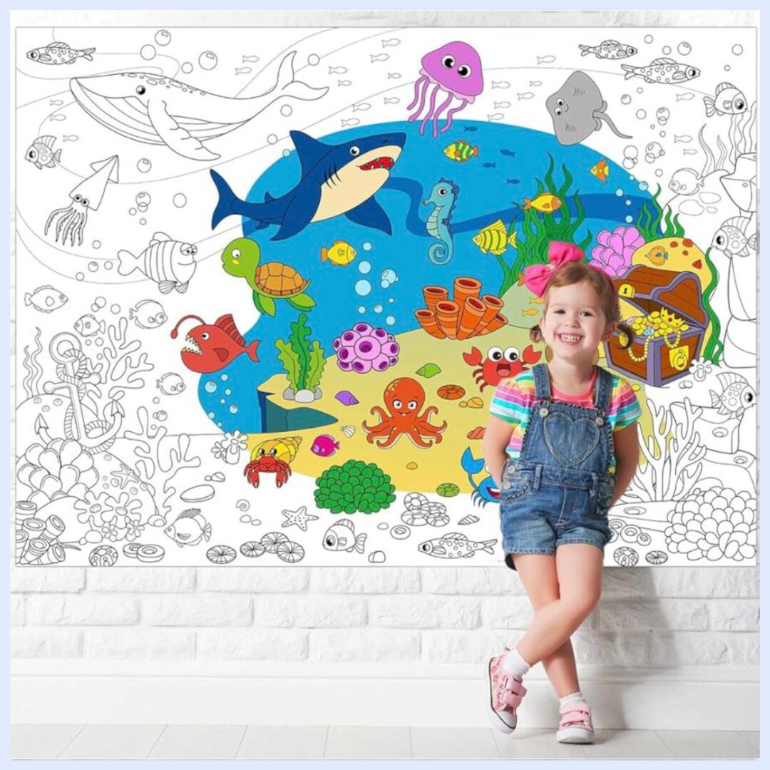 Under the Sea Giant Coloring Poster for Kids | Large Ocean Coloring ...
