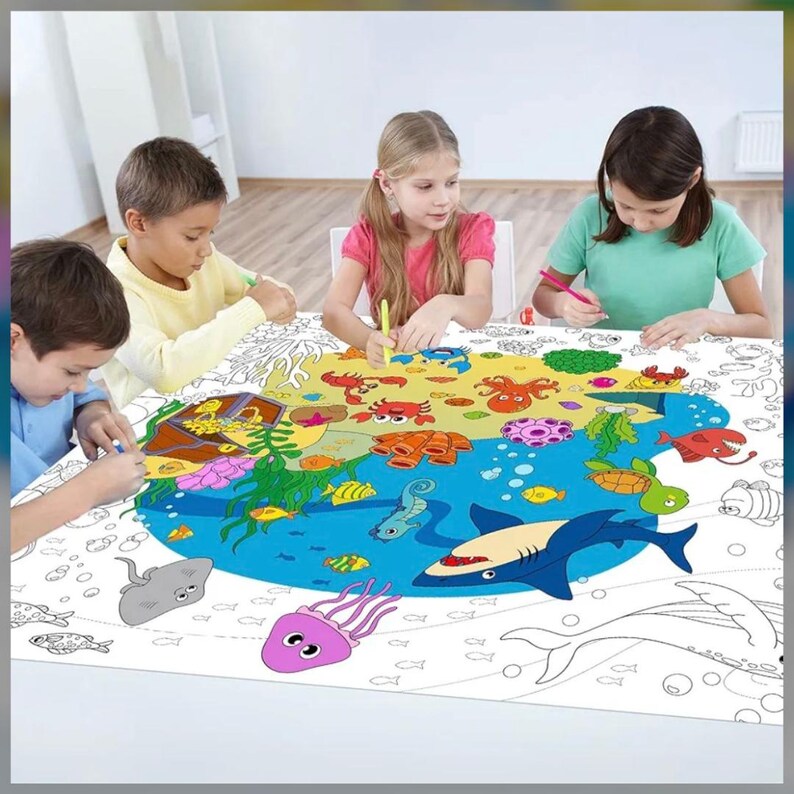 Under the Sea Giant Coloring Poster for Kids | Large Ocean Coloring ...