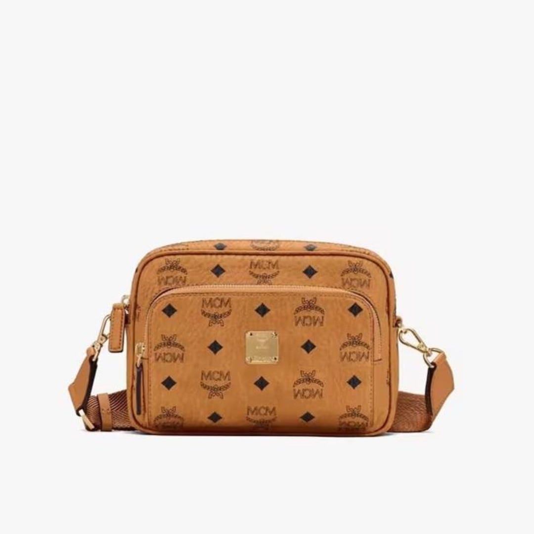 MCM Leather Bag Luxury MCM Cognac Crossbody Bag MCM Inspired Monogram ...