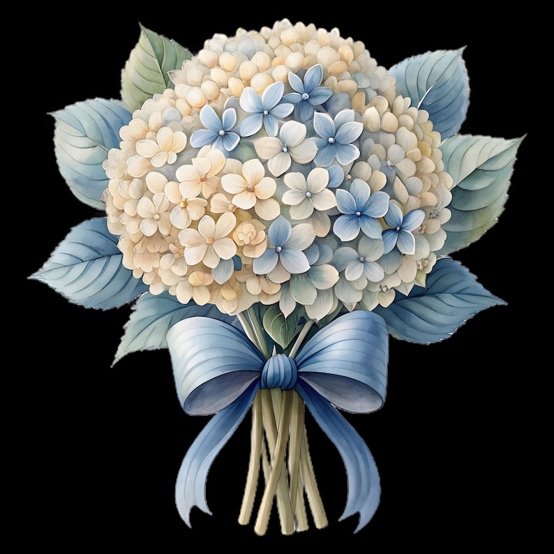 Watercolor Blue Bow Floral Clipart PNG Bundle | Ribbon Flowers ...