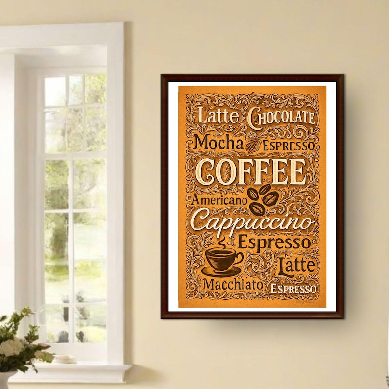 Coffee House Art Print-coffee Wall Art-country Farmhouse Decor-retro ...