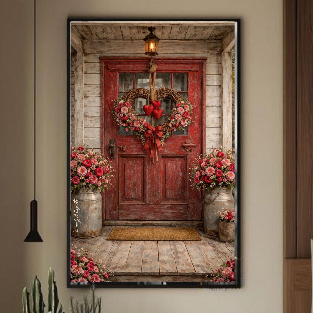 Floral Wreath Flower Art Print – Rustic Wall Art - Vintage Farmhouse ...