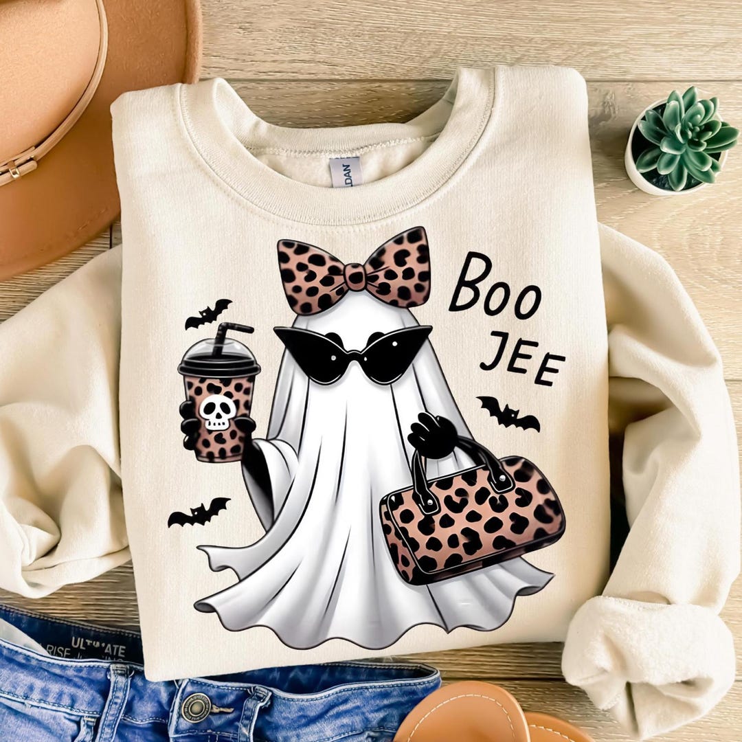 Boojee Leopard Ghost Png, Halloween Coffee Ghost Shirt Png, Spooky ...