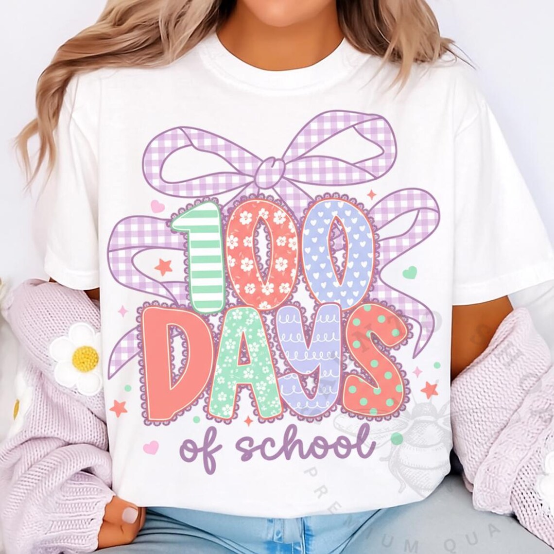 Preppy Teacher 100 Days of School Png, Coquette Pencil Bow Teacher ...