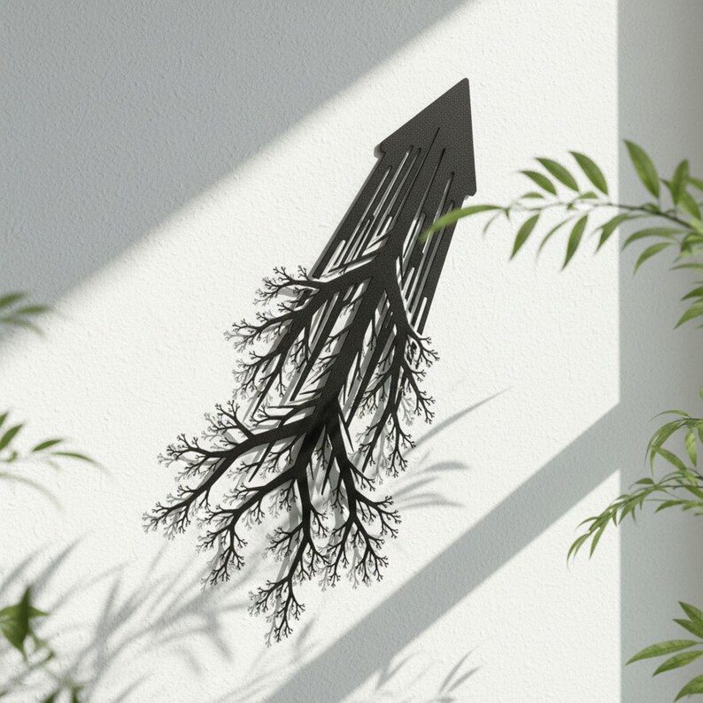 Metal Arrow Tree Branch Wall Art, Abstract Nature Decor, Growth Symbol ...