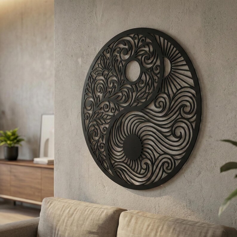 Yin Yang Metal Wall Art Asian, Black Metal ,meditation,harmony Symbol ...