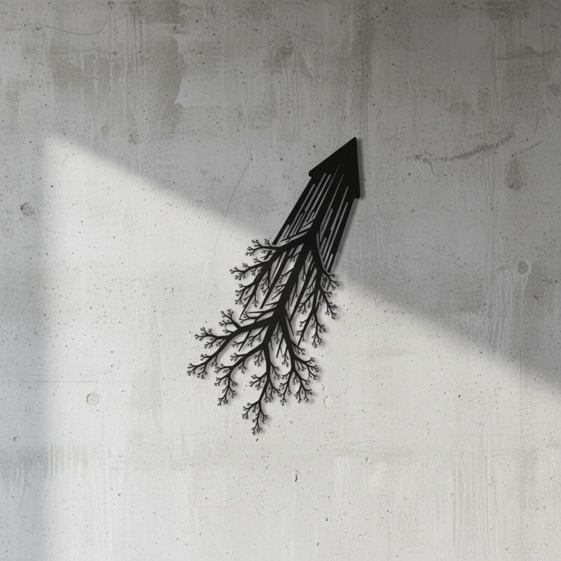 Metal Arrow Tree Branch Wall Art, Abstract Nature Decor, Growth Symbol ...
