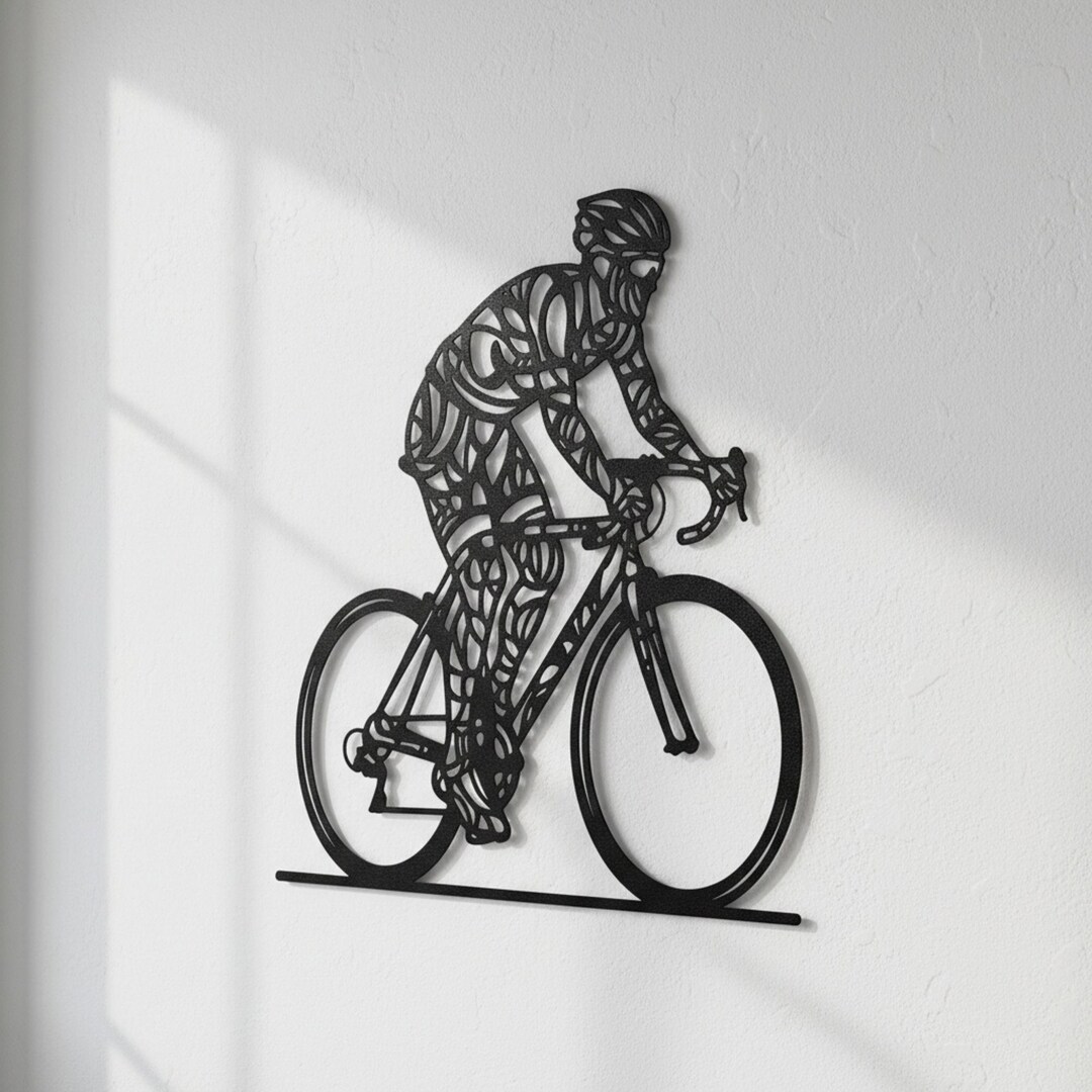 Minimalist Cyclist Metal Wall Art, Geometric Silhouette Decor - Etsy
